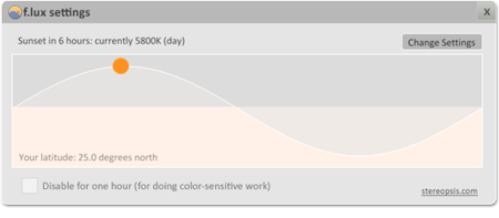 F.lux automatically adjusts the screen brightness by time of day
